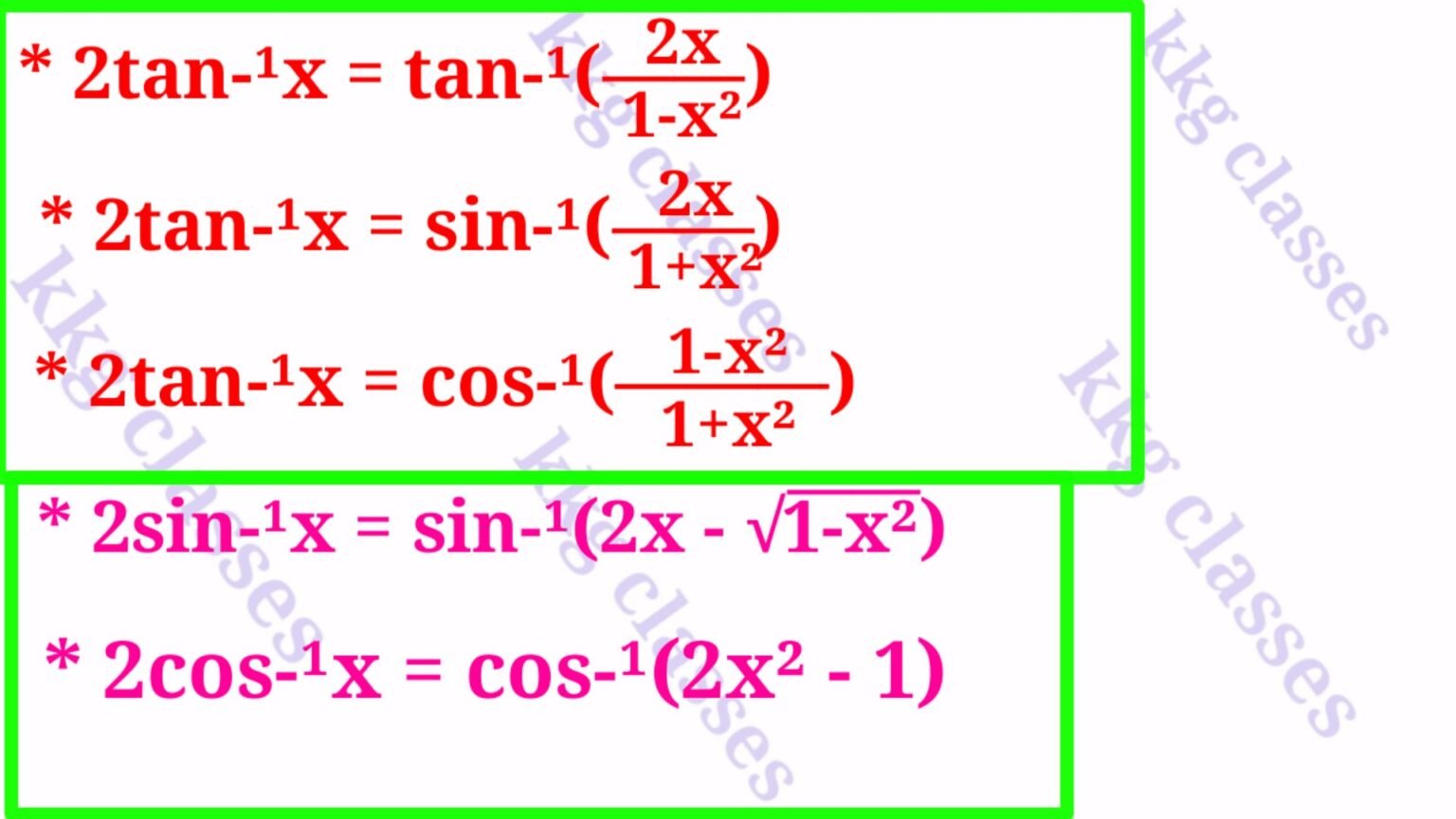 Inverse Trigonometric Function Formula 12th Maths - KKG CLASSES Inverse Trigonometric Function Formula 12th Maths - KKG CLASSES